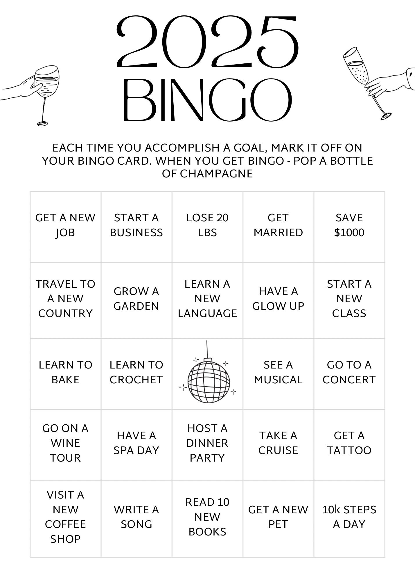 2025 New Years Bingo Card New Years Resolution Bingo Game NYE Activity for Adults Vision Board ...