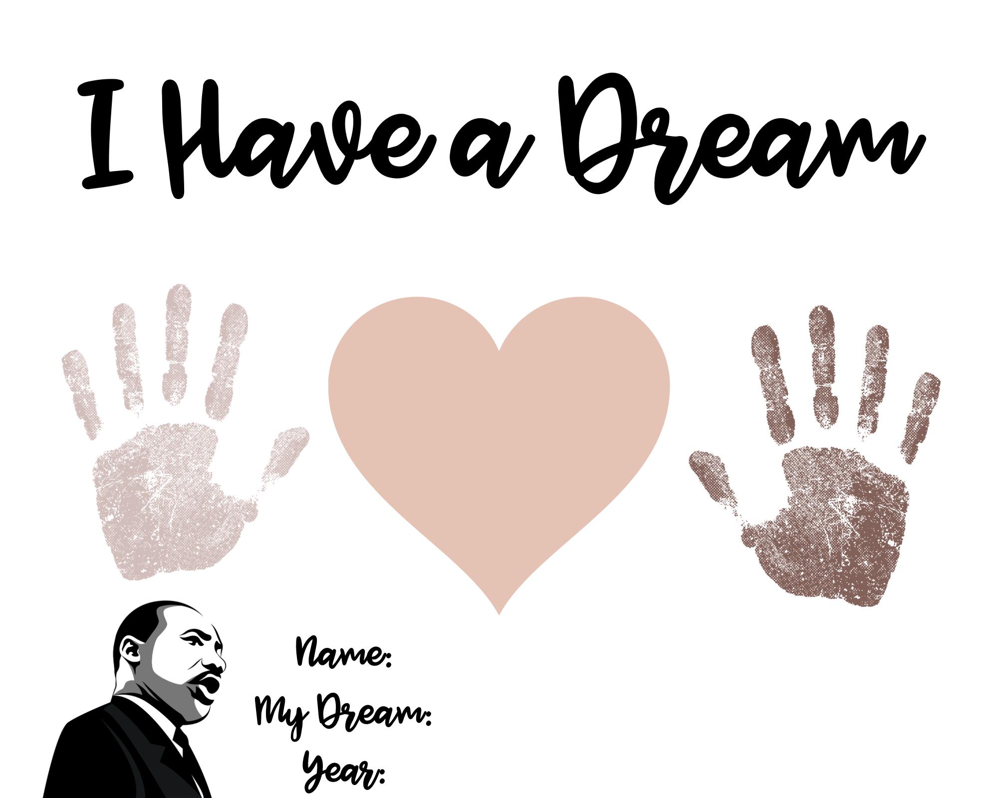 Martin Luther King Jr Handprint Craft Mlk Jr Printable for Homeschool ...