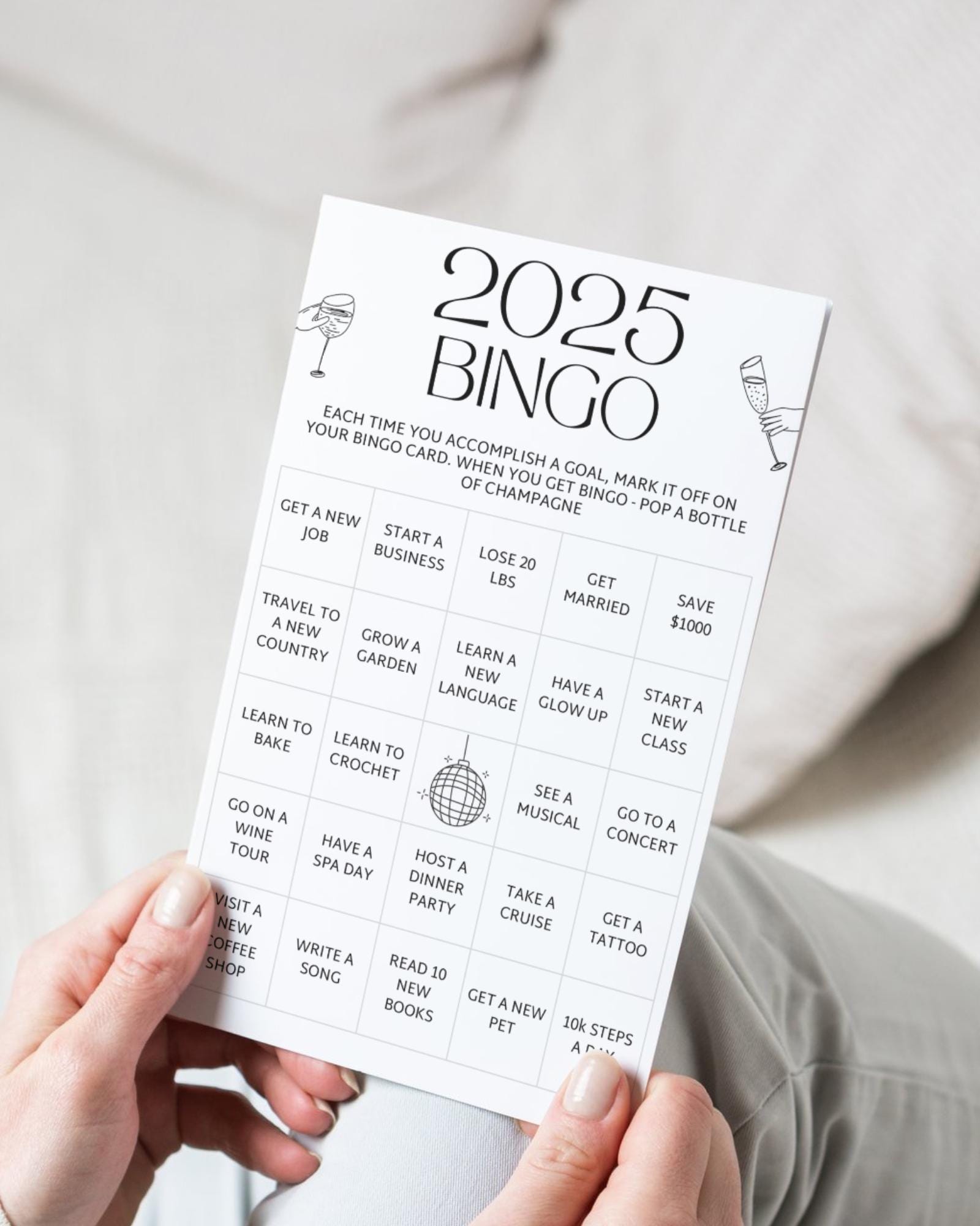 2025 New Years Bingo Card New Years Resolution Bingo Game NYE Activity for Adults Vision Board ...