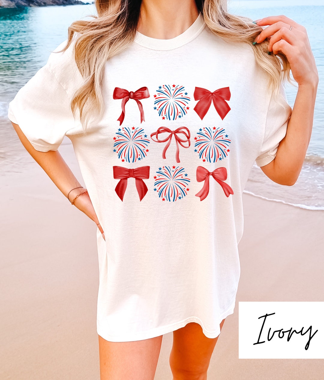 Fireworks Shirt for Fourth of July Tshirt Fireworks and Bows Shirt ...