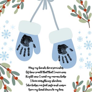 Winter Handprint Art Gift for Mom Snow Day Craft Instant Download ...