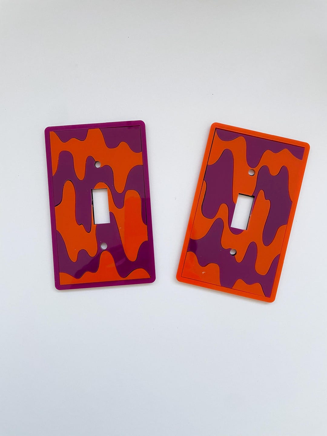Retro Light Switch Cover- Drip Funky Acrylic Patterns- Orange Purple - Etsy