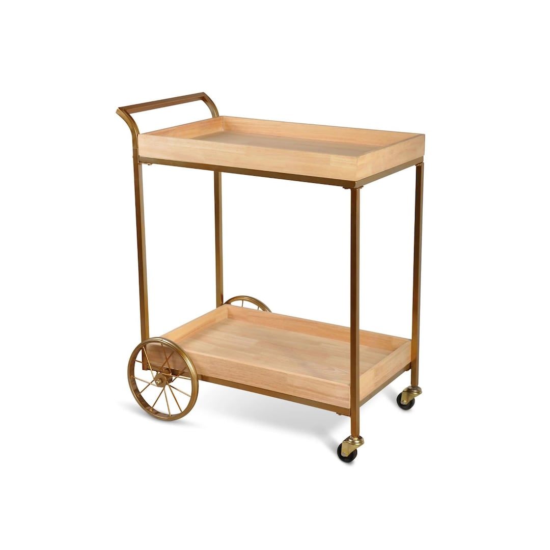 Drinks Trolley Mini Bar Cart Wooden Bar Trolley Antique Style Rolling ...