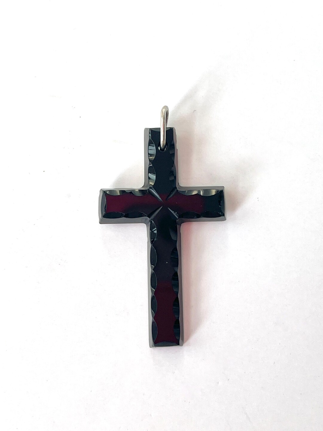 Antique French Jet Mourning Cross Pendant - Etsy
