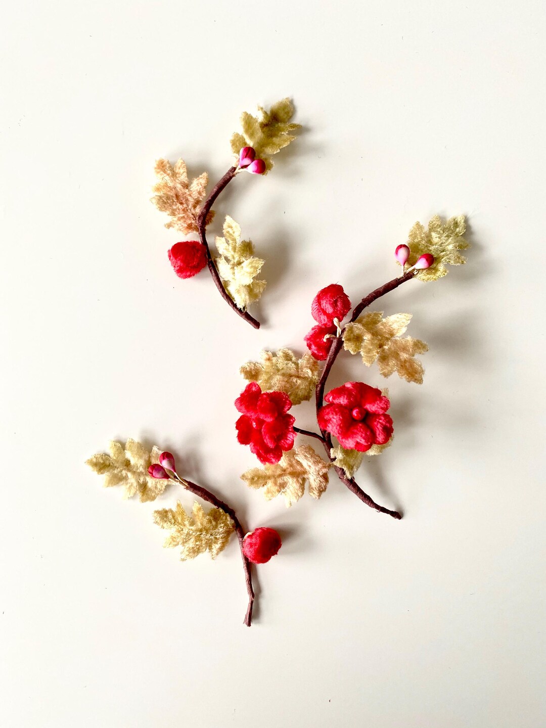 Vintage Millinery Trim Flowers Buds Leaves Red - Etsy