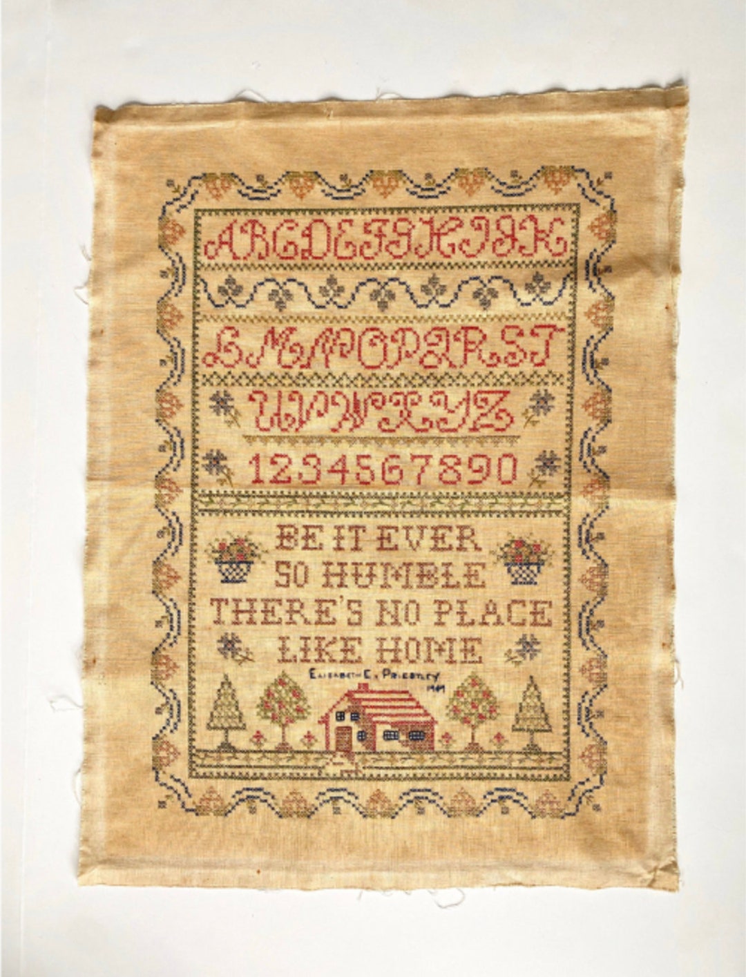 MCM 1960s Embroidery Sampler Vintage Embroidery Cross Stitch Americana ...