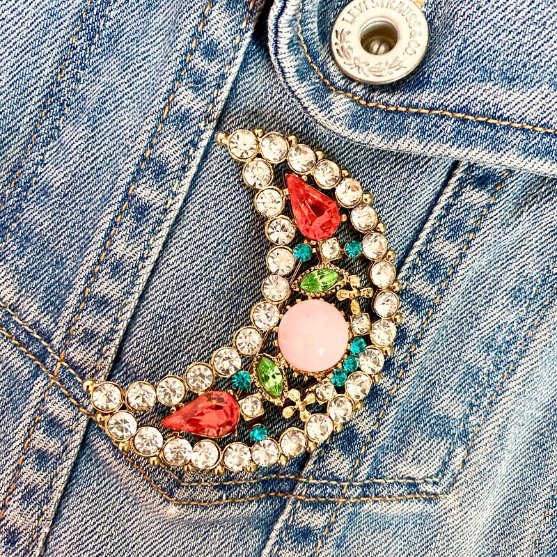 Crescent Moon Brooch - Etsy
