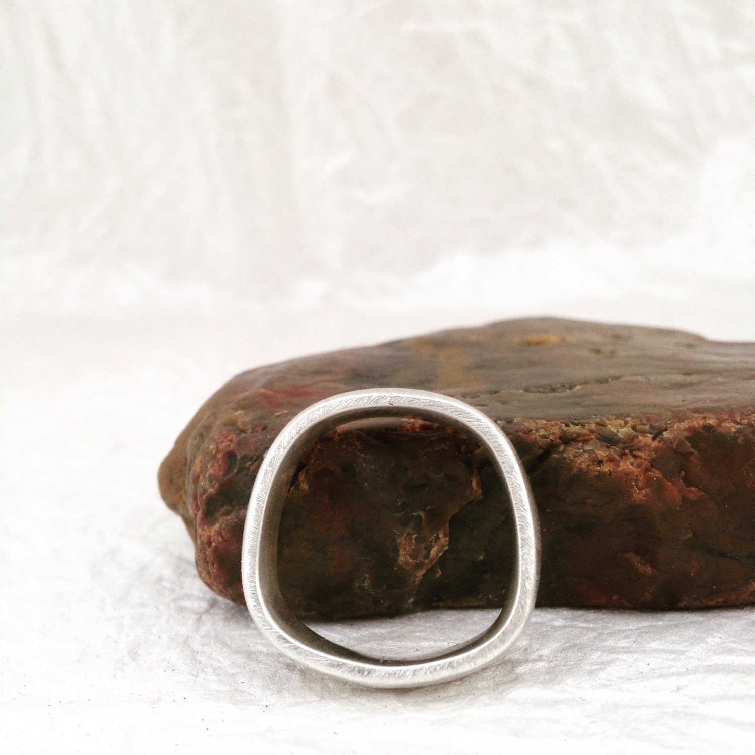 The Monte Band 7mm Wide Finger Shaped Band, Brushed Finish in Sterling ...