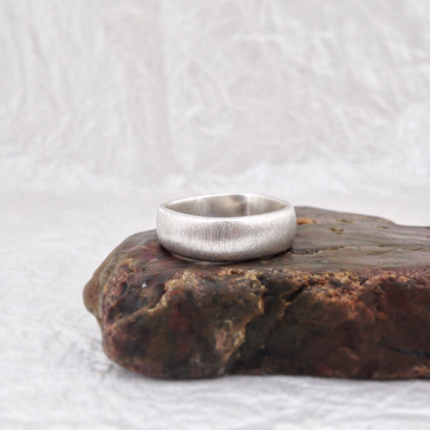 The Monte Band 7mm Wide Finger Shaped Band Brushed Finish - Etsy