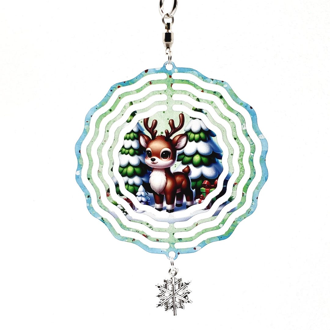 Cute Christmas Reindeer 3" Wind Spinner Ornament - Etsy