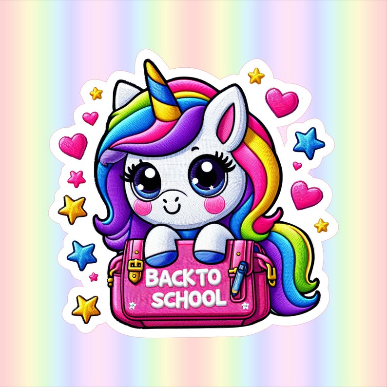 3" Cute Unicorn Back to School Sticker * Vinyl Laminated Sticker ...