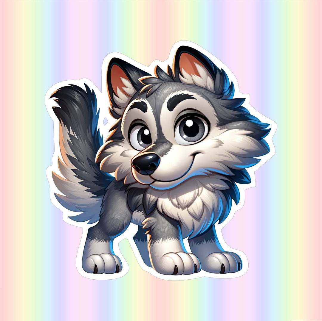 Cute Cartoon Wolf Sticker: Weatherproof Vinyl (3 Inch) - Etsy