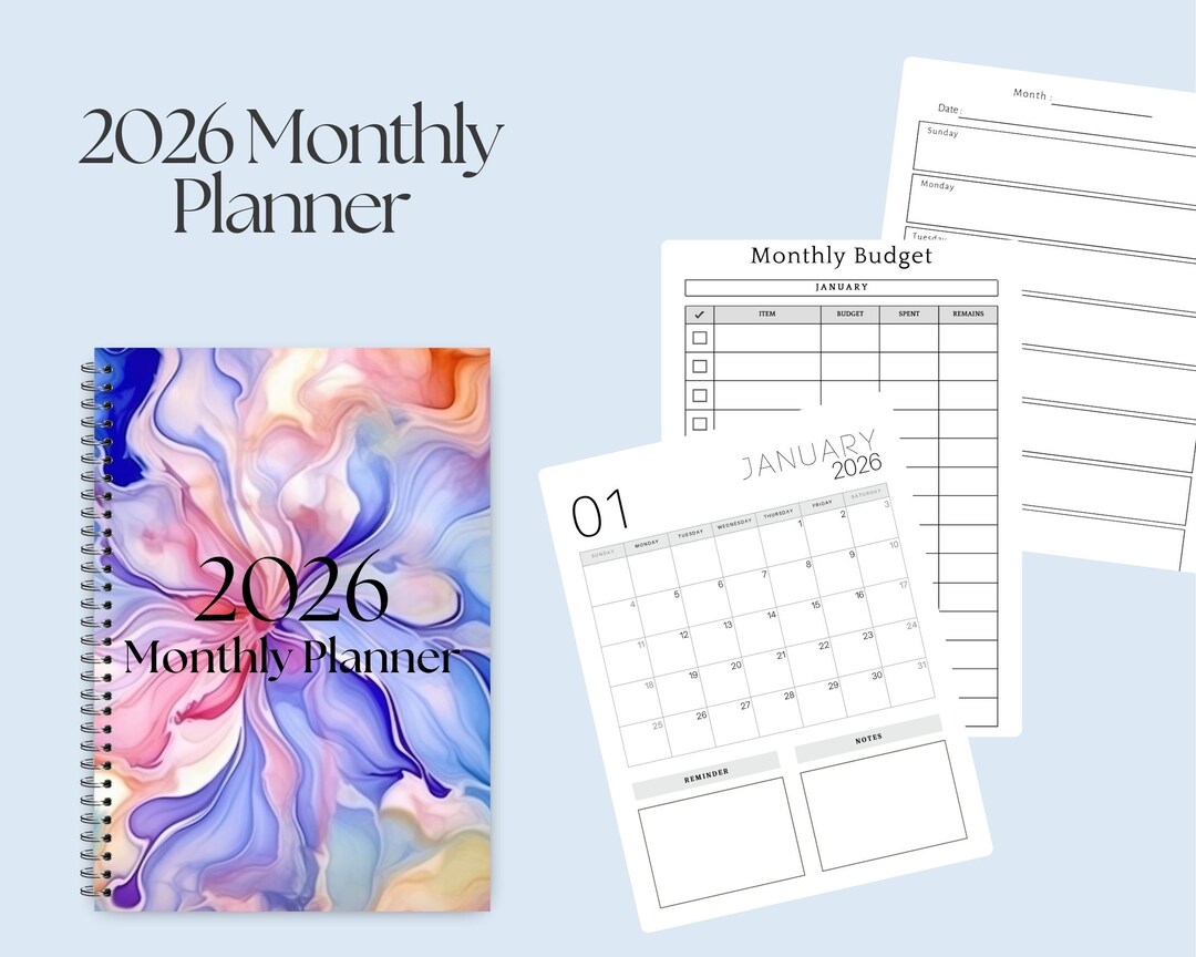2026 Watercolor Floral Planner - Etsy