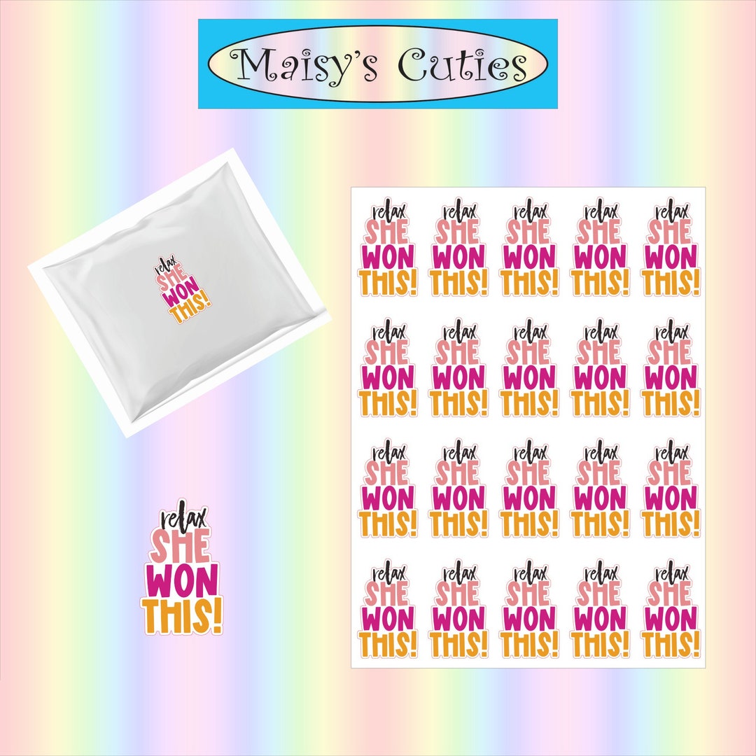 Relax She Won This! Vinyl Stickers - Small Business Packaging, 20 Count ...