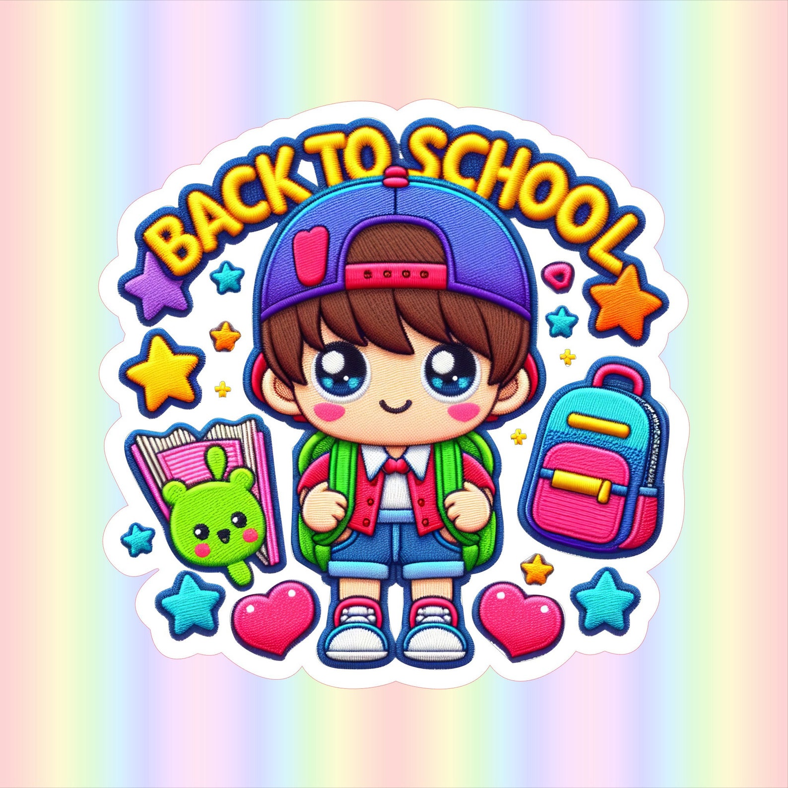 3" Cute Boy 2 Back to School Sticker * Vinyl Laminated Sticker * Hydro ...