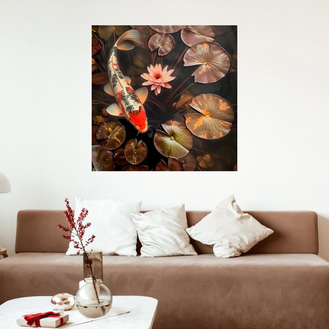 Koi Fish Pond Wall Decor Canvas Print Art “tranquil Waters” - Etsy