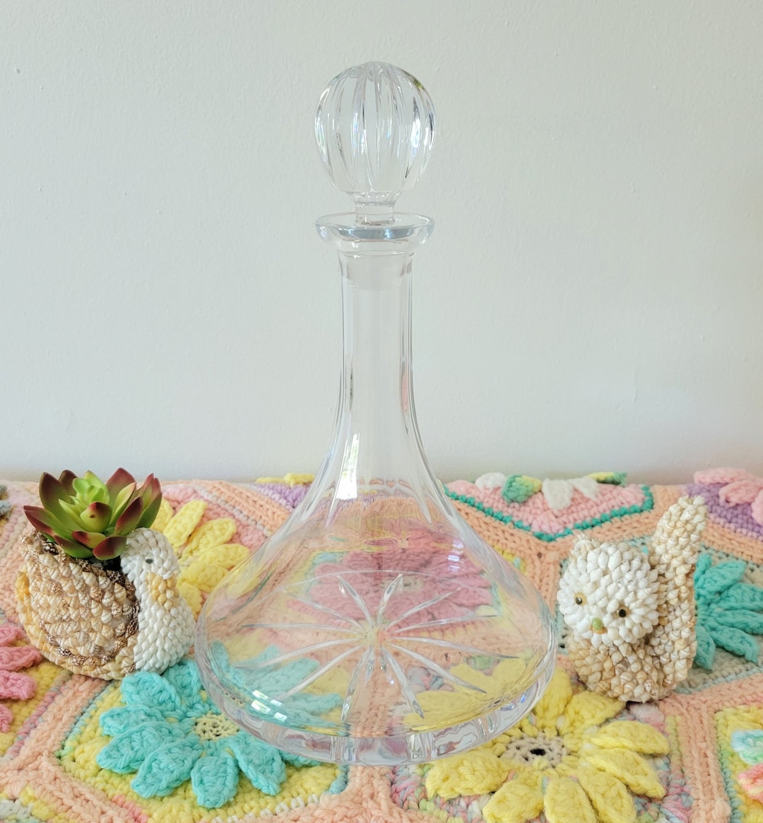 Vintage Bohemia Crystal Wine Liquor Decanter Flat Bottom Czech With ...