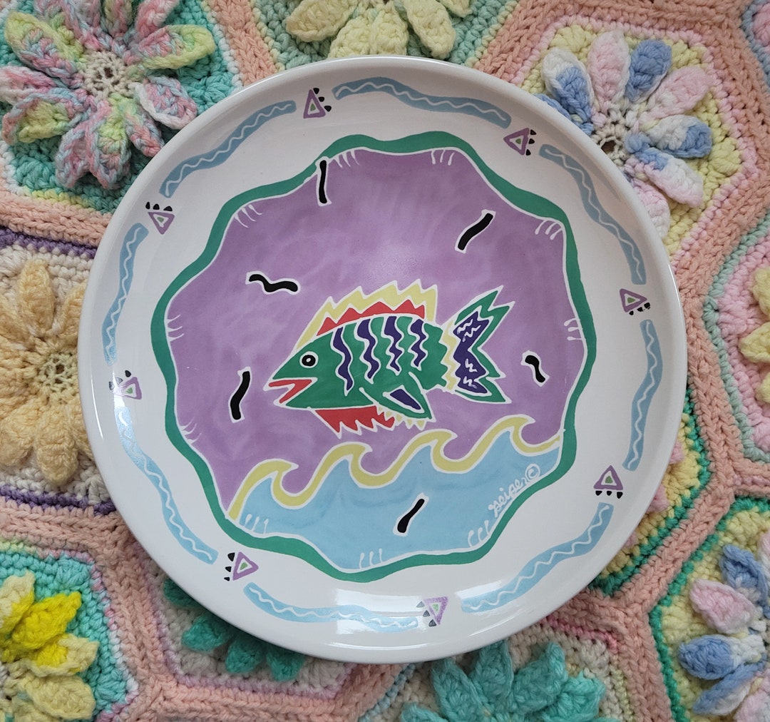 Vintage Chaleur Judith Geiger Fish Pottery Dinner Plate 1987 - Etsy