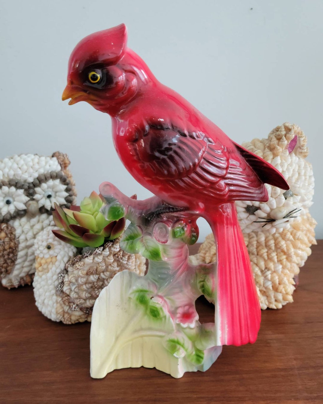 Vintage Large Ceramic Cardinal Red Bird Figurine Statue Japan - Etsy
