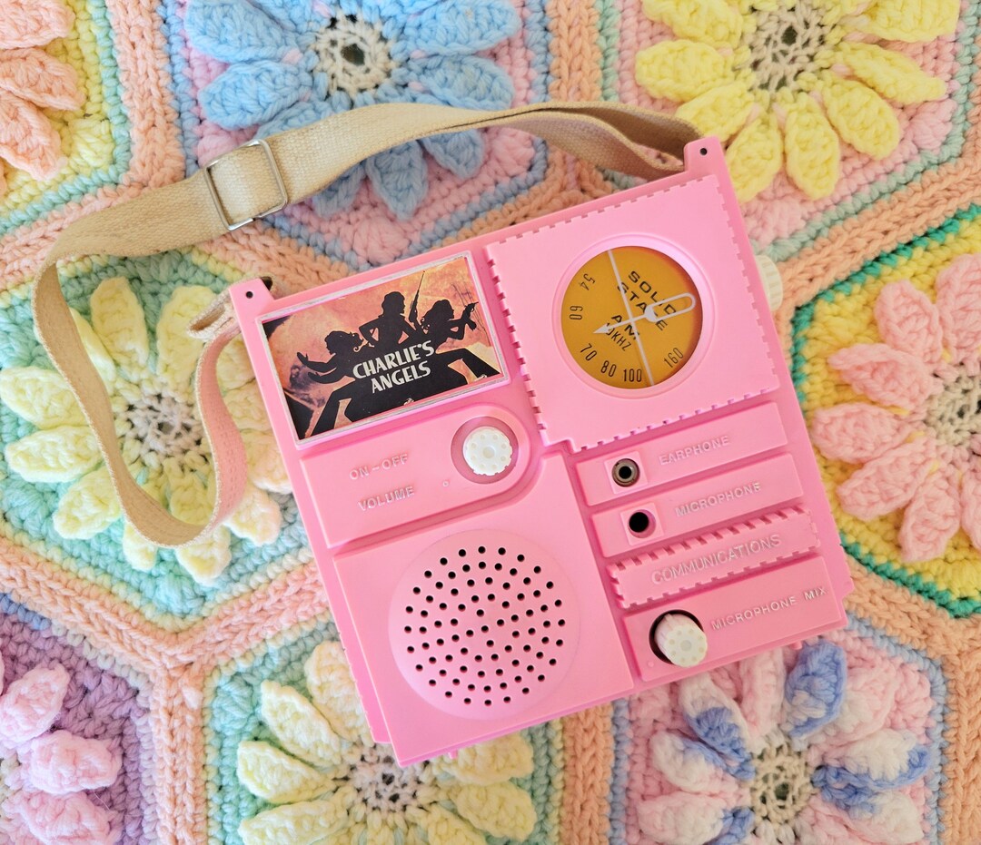 Vintage Charlie's Angel's Pink Plastic Transistor Radio Communication ...