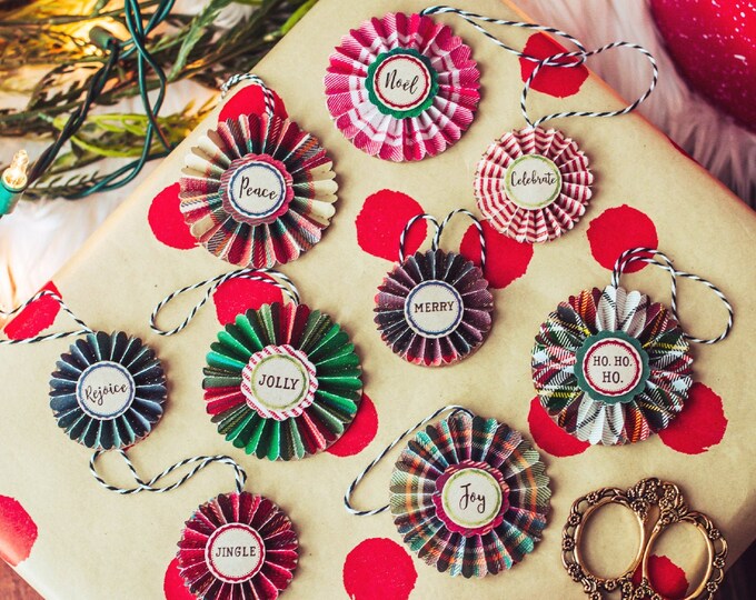 Christmas Ornament Set Paper Rosette Holiday Ornaments - Etsy