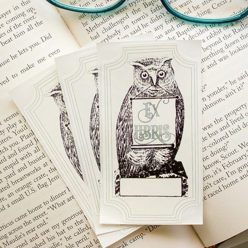 Bookplate Stickers ex Libris owl Book Labels for Teachers - Etsy