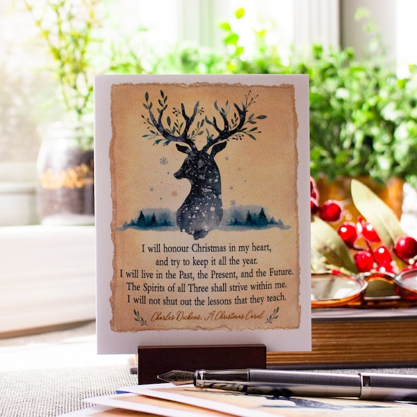 Deer Christmas Card - Etsy