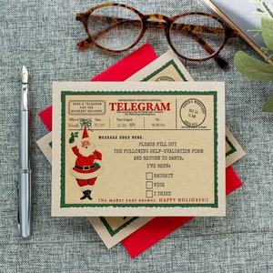 Christmas Telegram Greeting Card , Santa Claus Naughty or Nice Holiday ...
