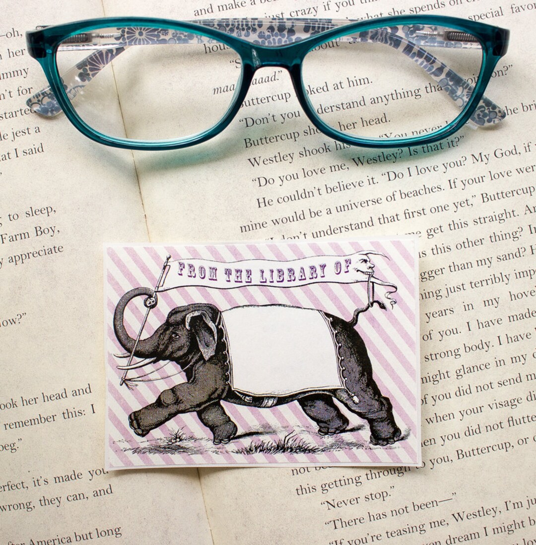 Circus Elephant Bookplate Set - Personalized Book Labels - Customized ...