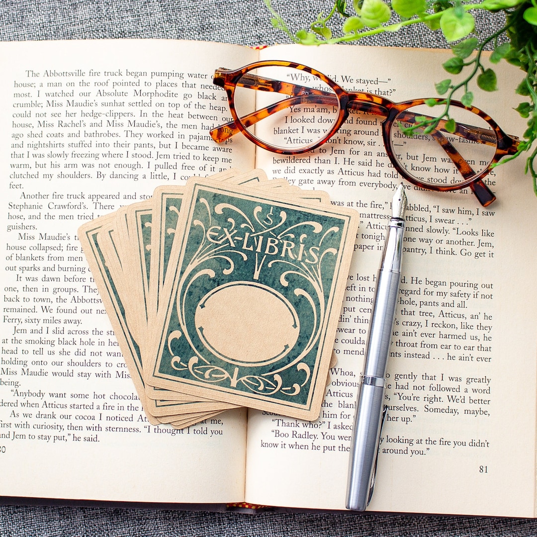 Art Deco Vines Book Plate Stickers: Personalized Ex Libris Labels - Etsy