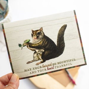 Thanksgiving Card - Autumn Squirrel Card Set - Harvest Note Card ...