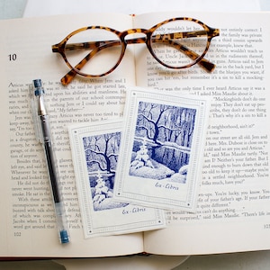 Winter Snow Bookplates - Snowy Forest Bookplate Sticker Set ...