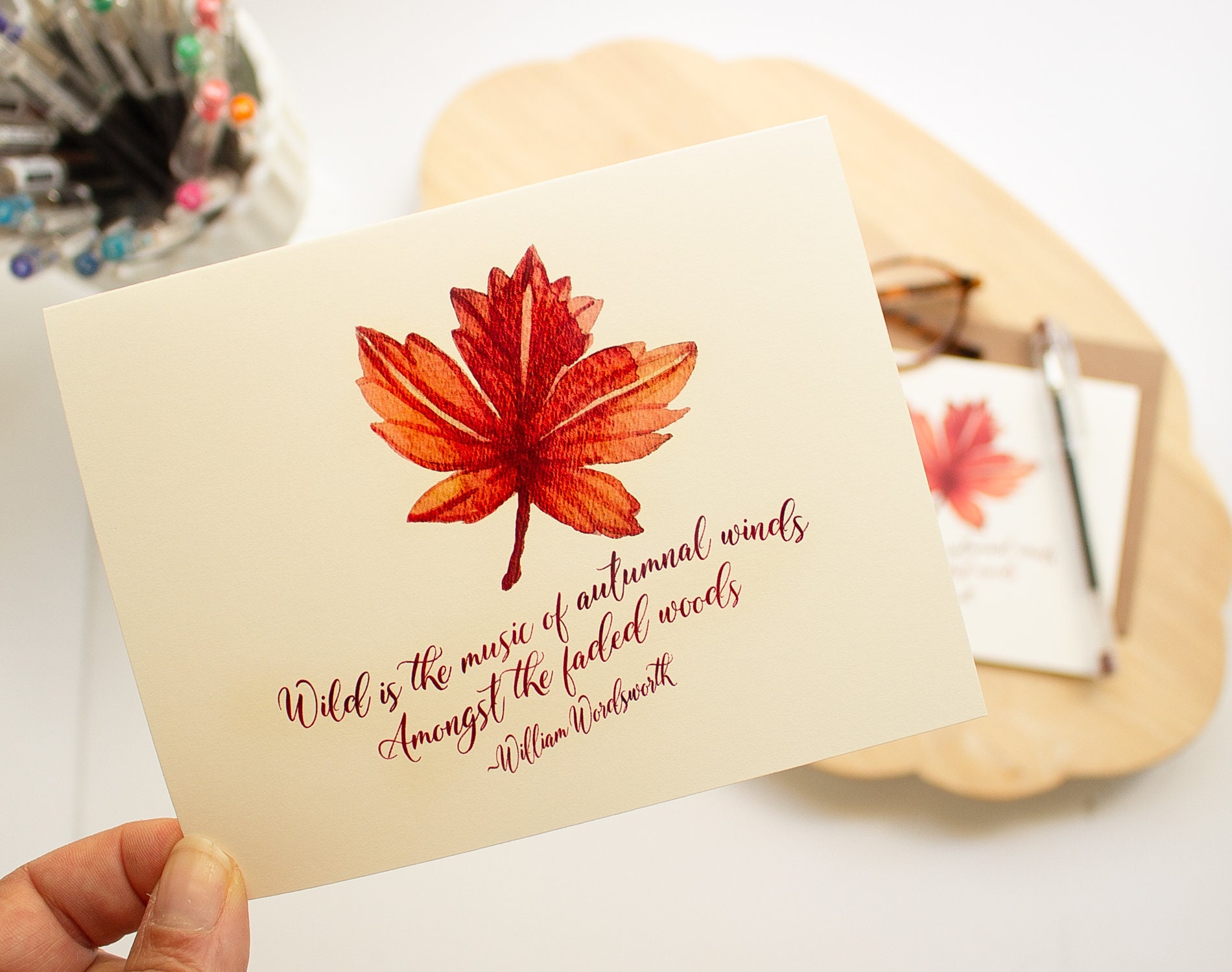 Thanksgiving Card Fall Foliage Note Cards Autumn Greeting | Etsy