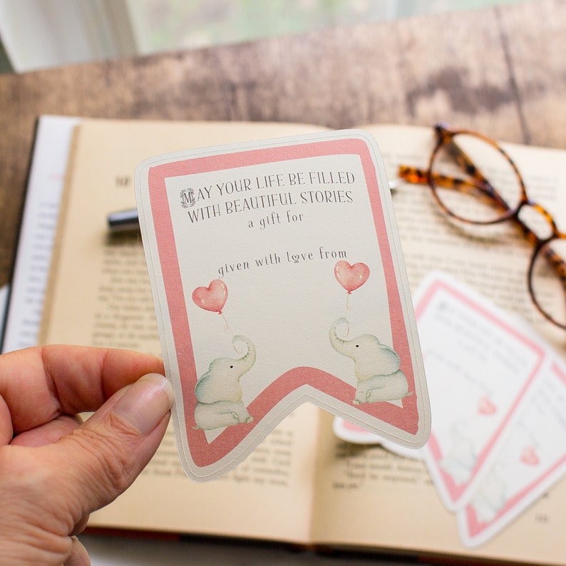 Pink Elephant Baby Shower Bookplate stickers Personalized | Etsy