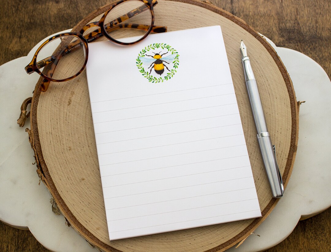 Bumblebee Notepad Personalized Notepad Bee Wreath Note Pad - Etsy