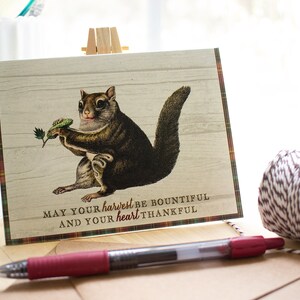 Thanksgiving Card - Autumn Squirrel Card Set - Harvest Note Card ...