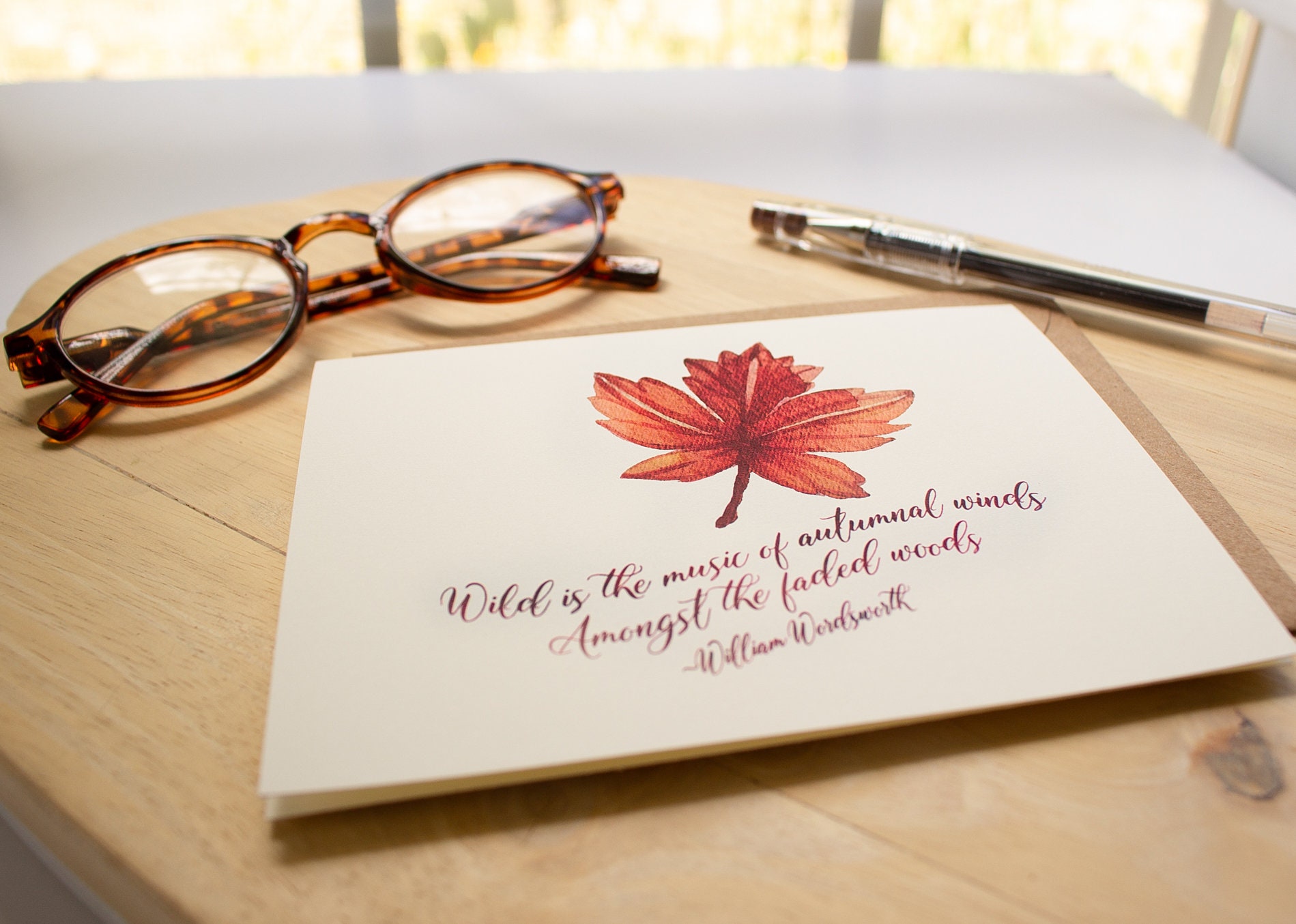 Thanksgiving Card Fall Foliage Note Cards Autumn Greeting | Etsy