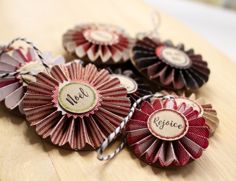 Christmas Ornament Set Paper Rosette Holiday Ornaments | Etsy