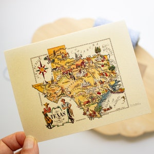 Funny Texas Map Card: Vintage Illustrated Western Stationery - Etsy