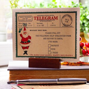 Christmas Telegram Greeting Card , Santa Claus Naughty or Nice Holiday ...