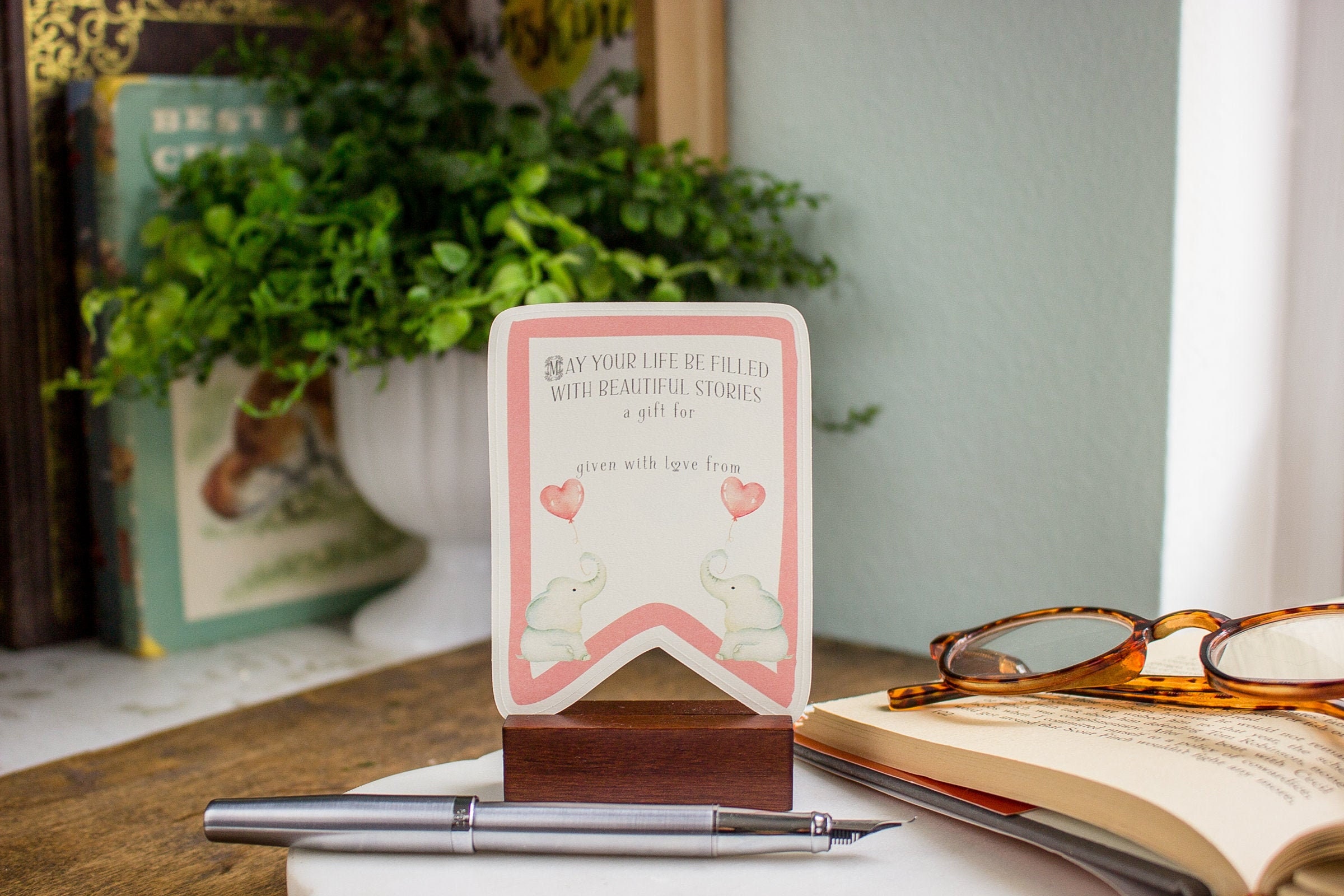 Pink Elephant Baby Shower Bookplate stickers Personalized | Etsy