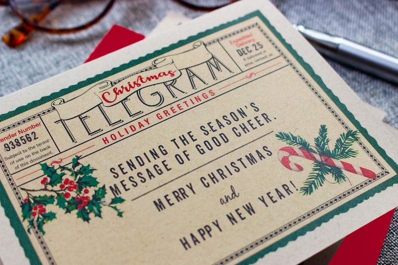 Christmas Telegram Cards: Nostalgic Holiday Greetings, Set of 8 - Etsy