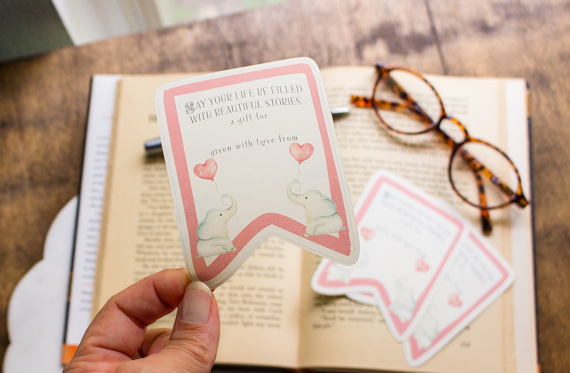 Pink Elephant Baby Shower Bookplate stickers Personalized | Etsy