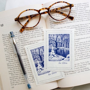 Winter Snow Bookplates Snowy Forest Bookplate Sticker Set Personalized ...