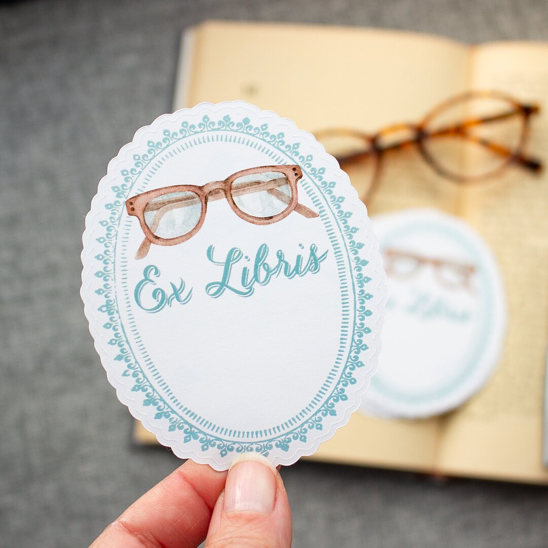 Personalized Book Plate Stickers Reading Glasses Book Labels Ex Libris ...