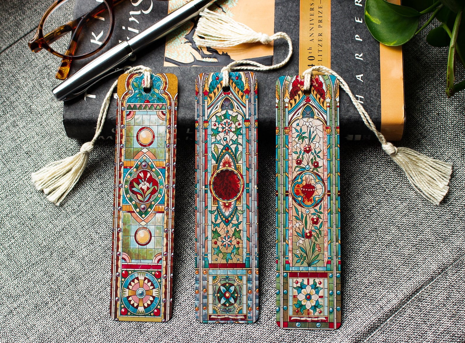 Stained Glass Bookmark Set Metal Bookmark Bookish Gift - Etsy