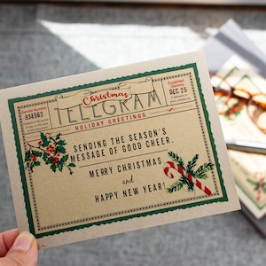 Christmas Telegram Cards: Nostalgic Holiday Greetings, Set of 8 - Etsy