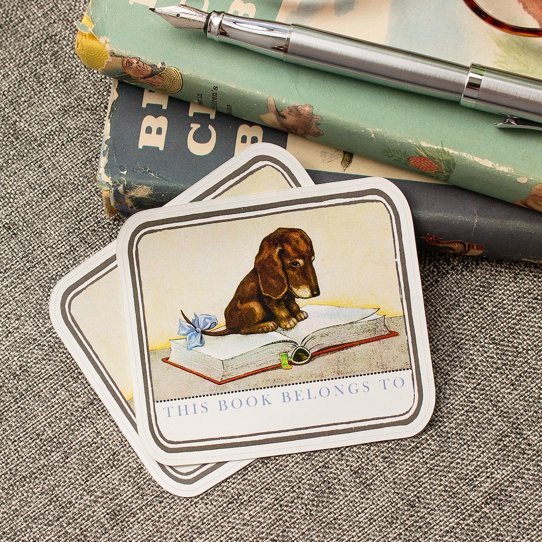 Personalized Dachshund Puppy Bookplates - Bookish Gift for Kids - Ex ...
