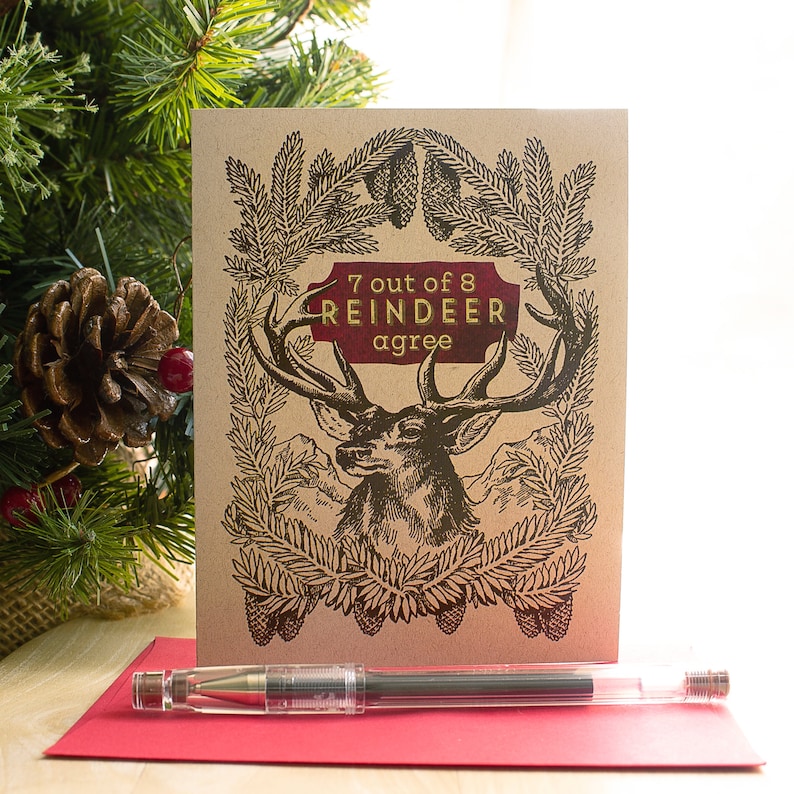 Funny Reindeer Christmas Card: Holiday Humor Greeting - Etsy