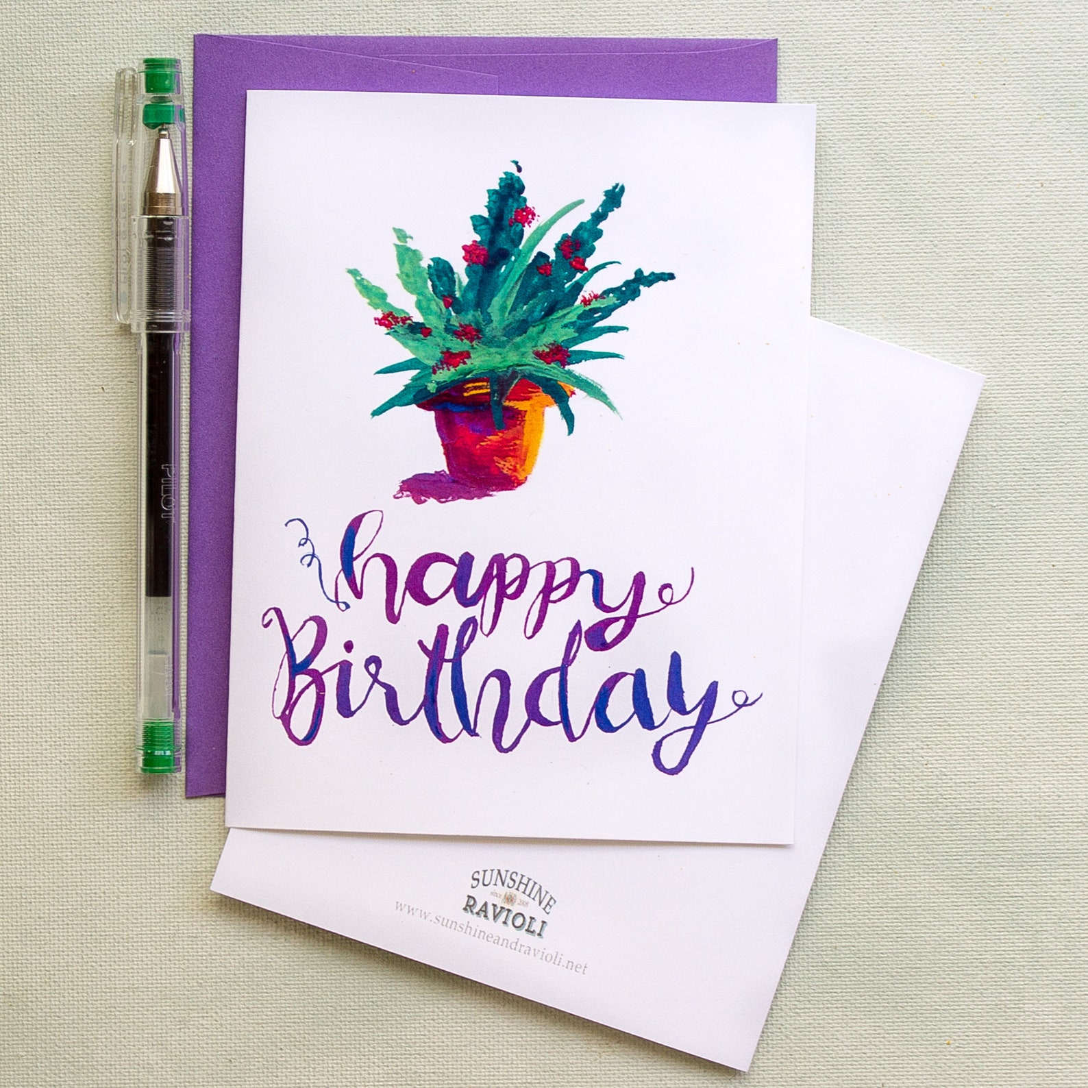 Happy birthday card hand lettered birthday greeting card | Etsy